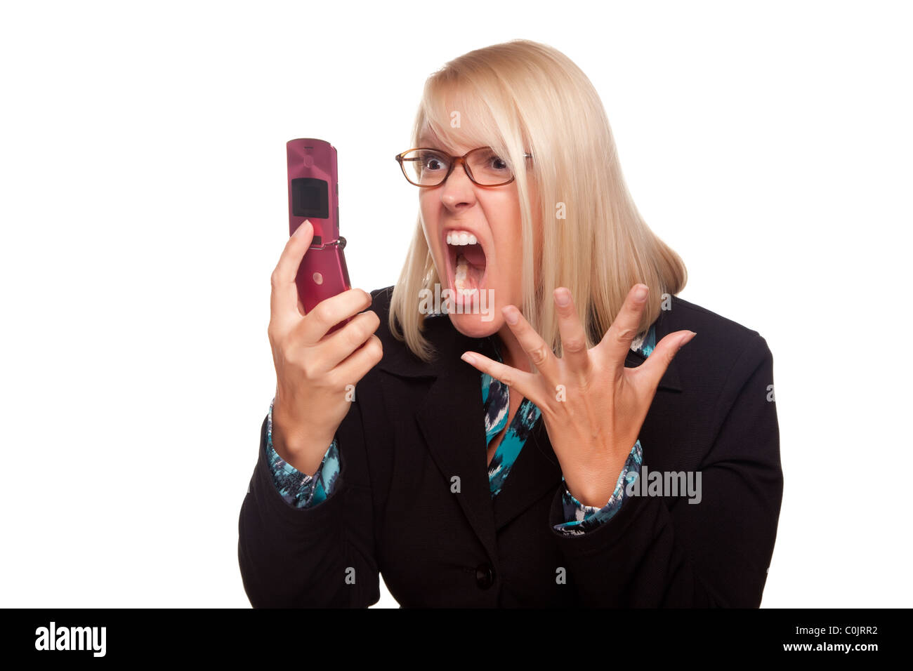 Angry blonde businesswoman on phone hi-res stock photography and images ...