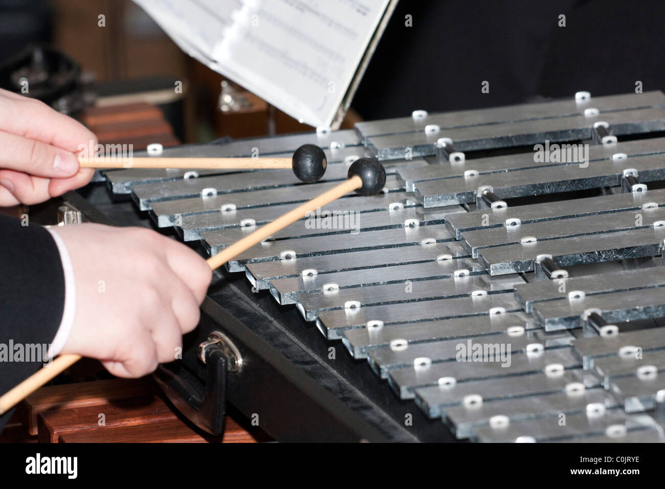Close up of the musician playing on xylophone Stock Photo - Alamy