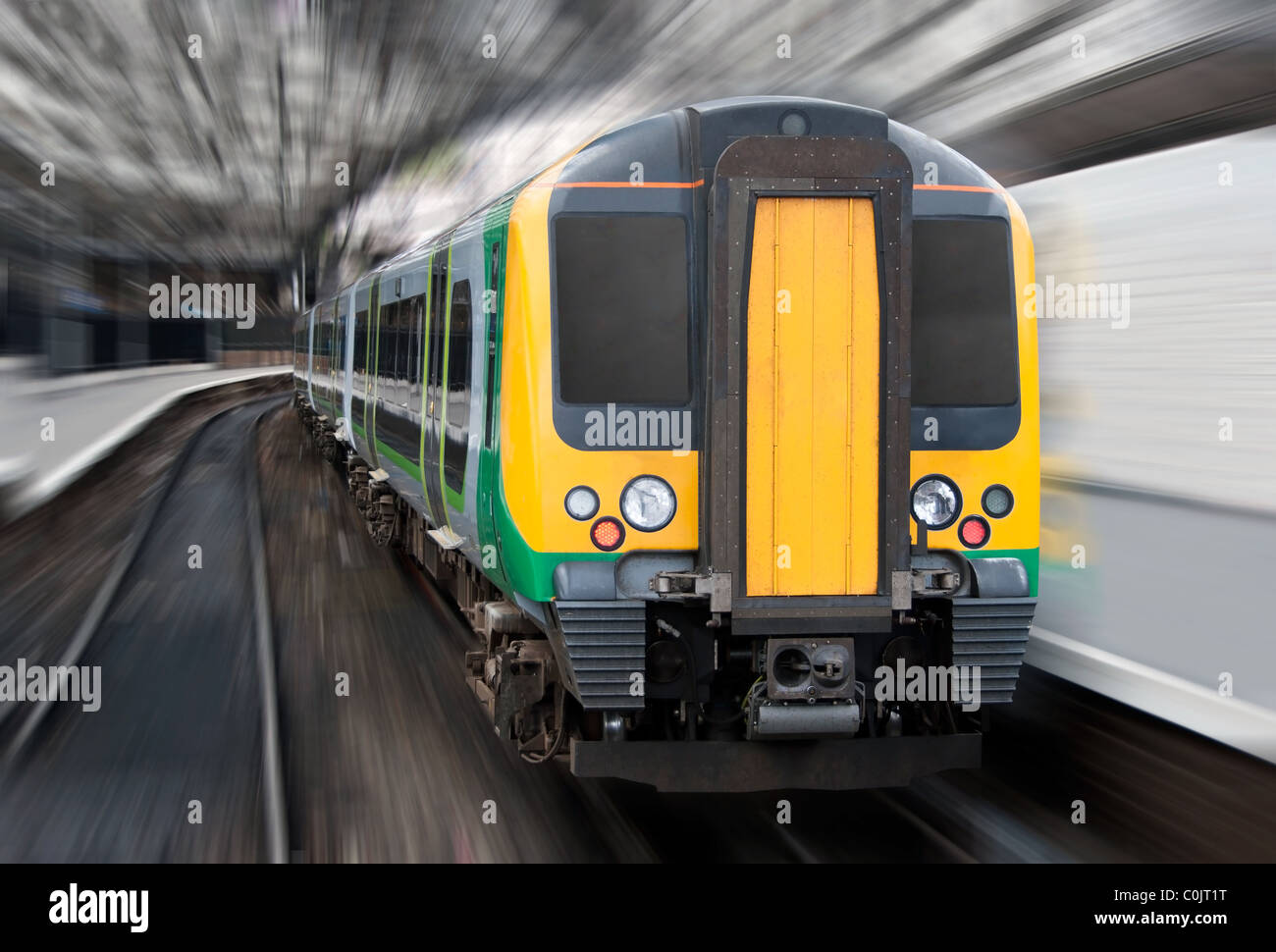 Modern Passenger Speed Commuter Transport Train in the Station with ...