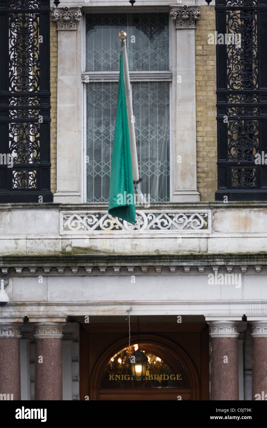 Exterior of the London Libyan embassy that still flies the pro-Gaddafi ...