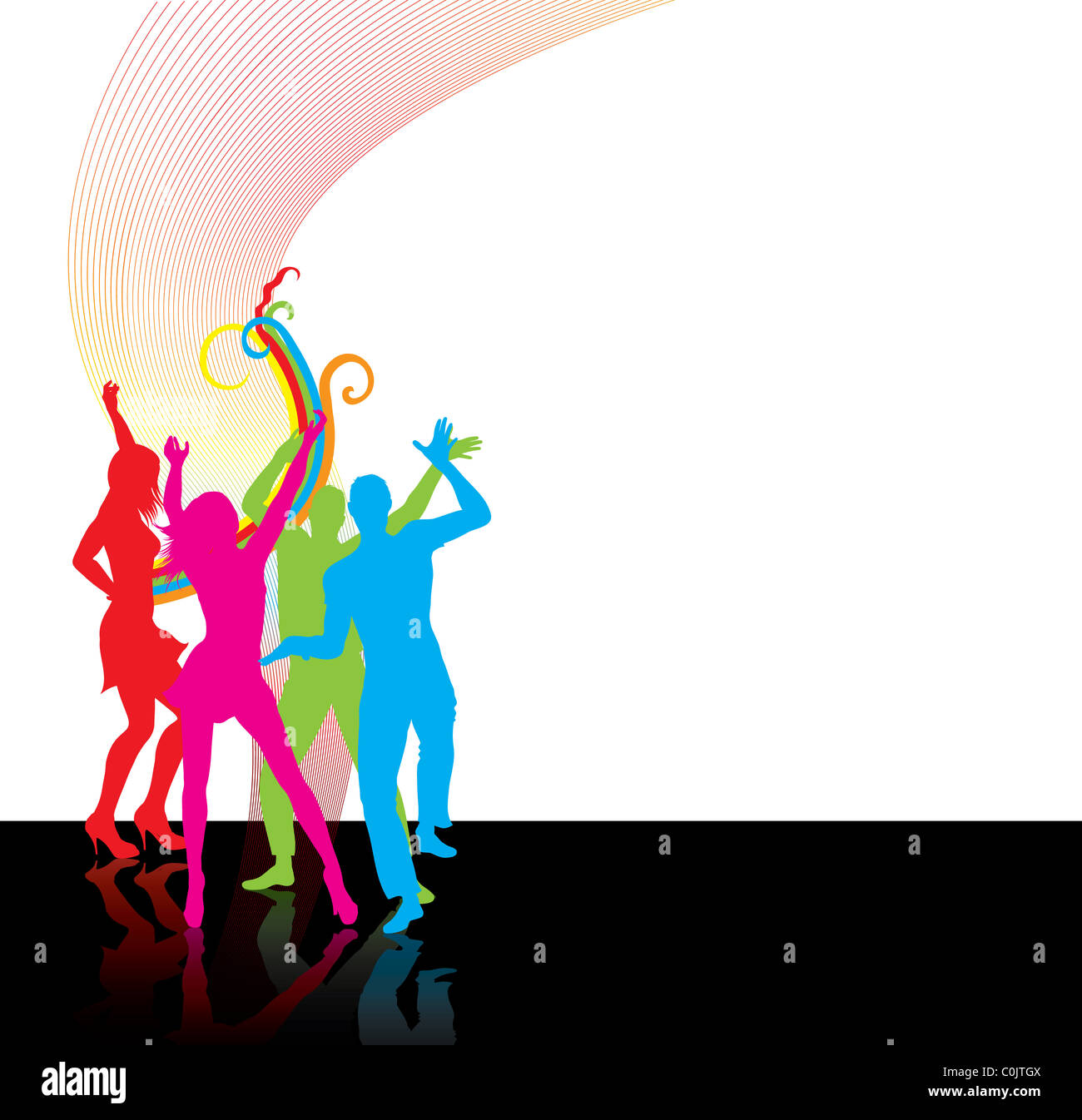 Dancing happy people silhouettes Stock Photo - Alamy