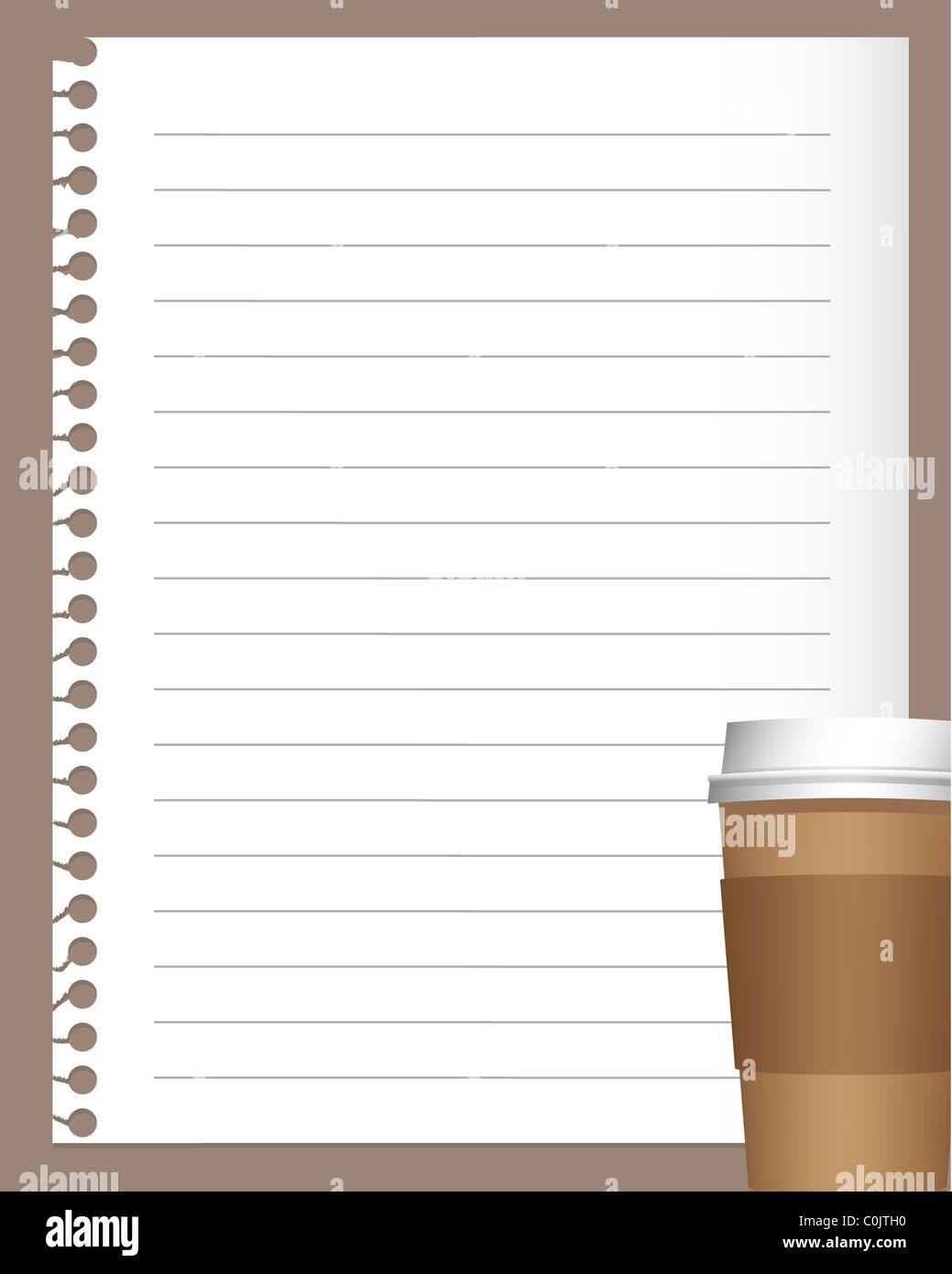 notebook paper with coffee cup Stock Photo - Alamy