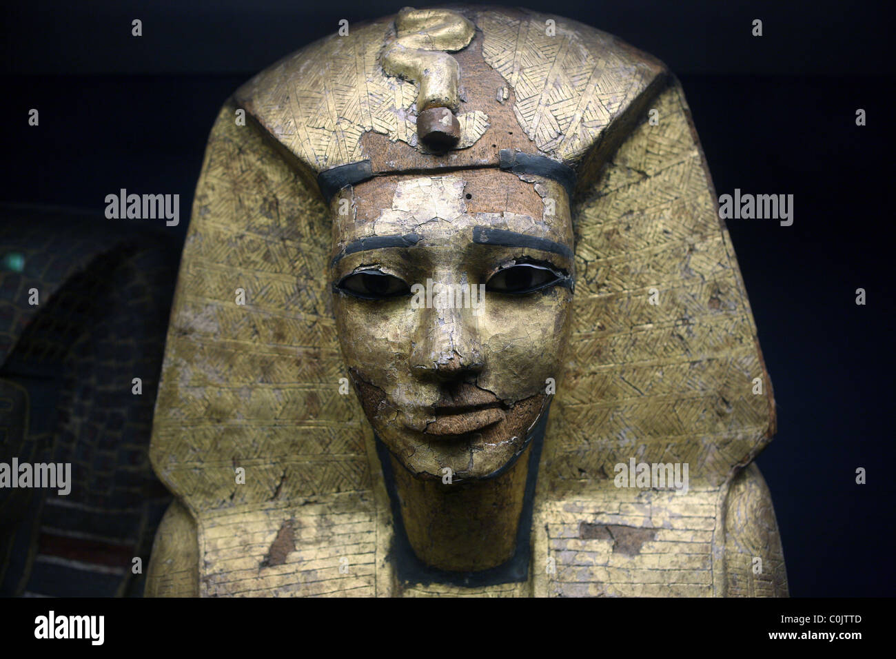 Bust or golden head mask of an ancient Pharaoh from Egypt about 1600 BC ...