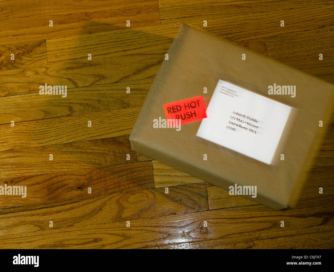 package with "Red Hot Rush" label Stock Photo - Alamy