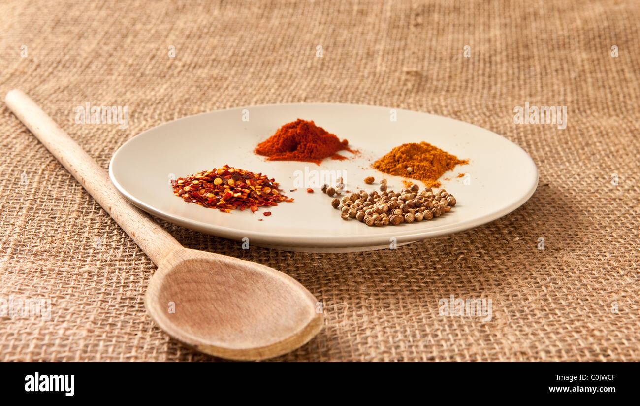 Mixed spices on a plate Stock Photo - Alamy