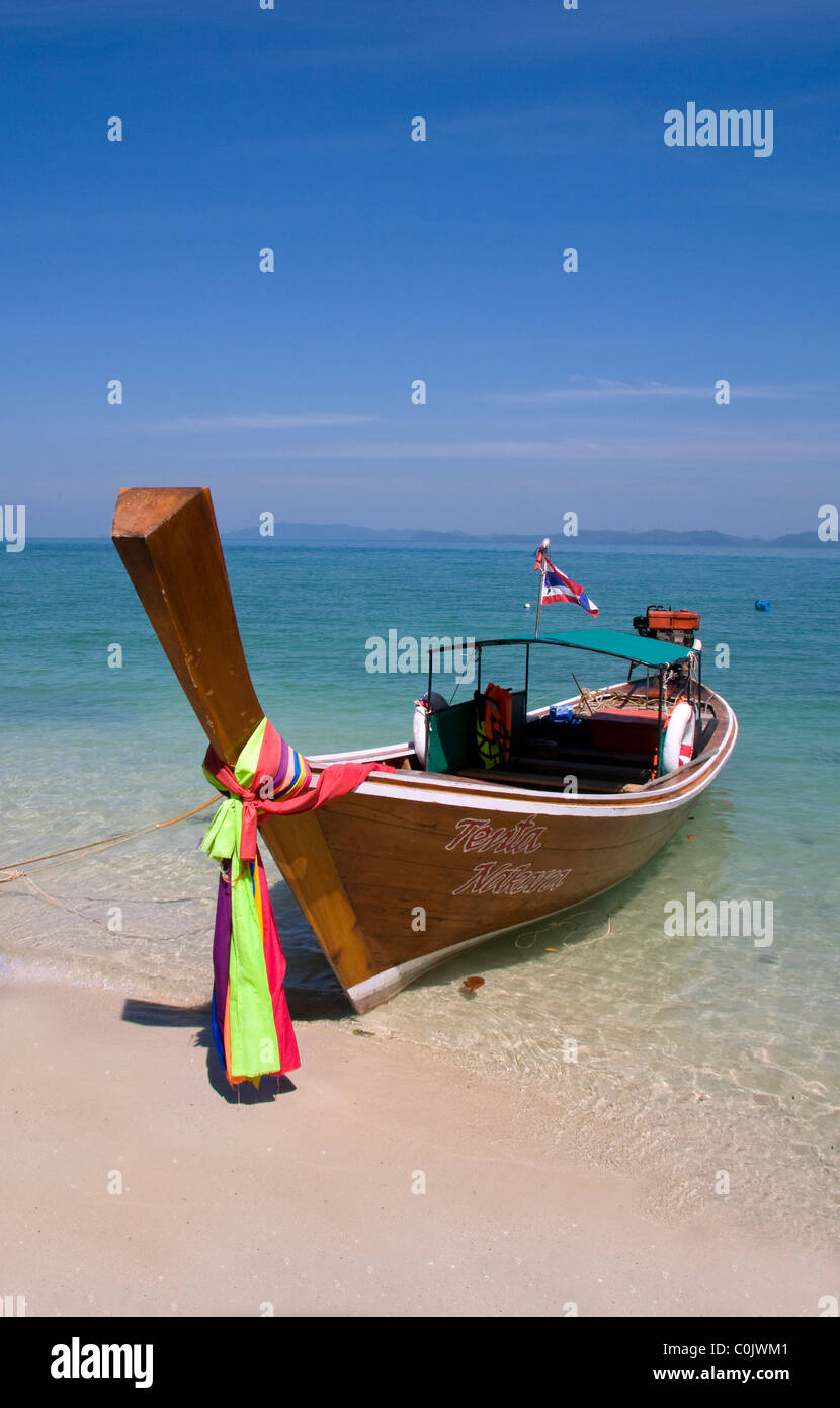 Long tailed boat on tropical island, Koh Naka, Phuket, Thailand Stock ...