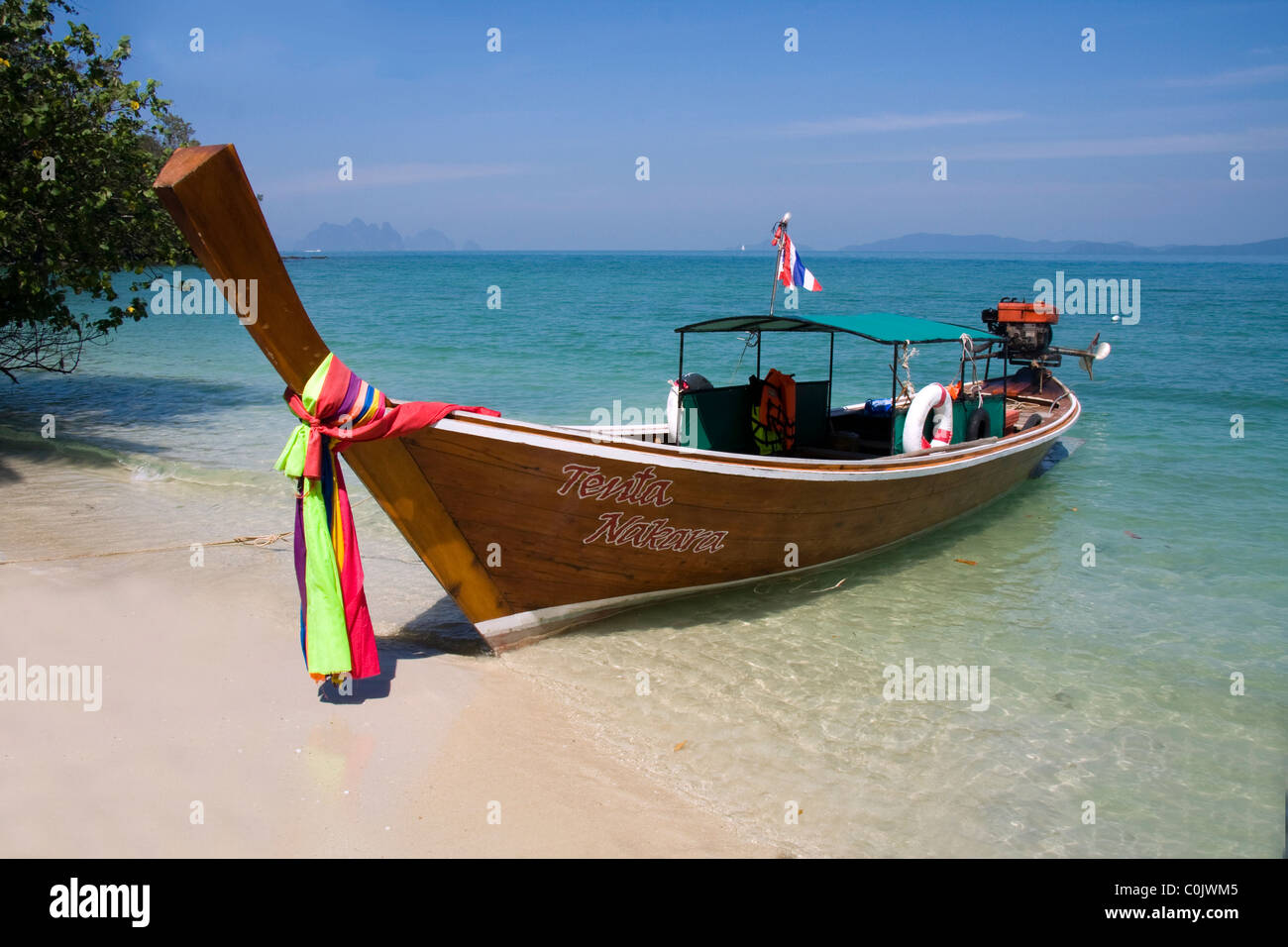 Long tailed boat on tropical island, Koh Naka, Phuket, Thailand Stock ...