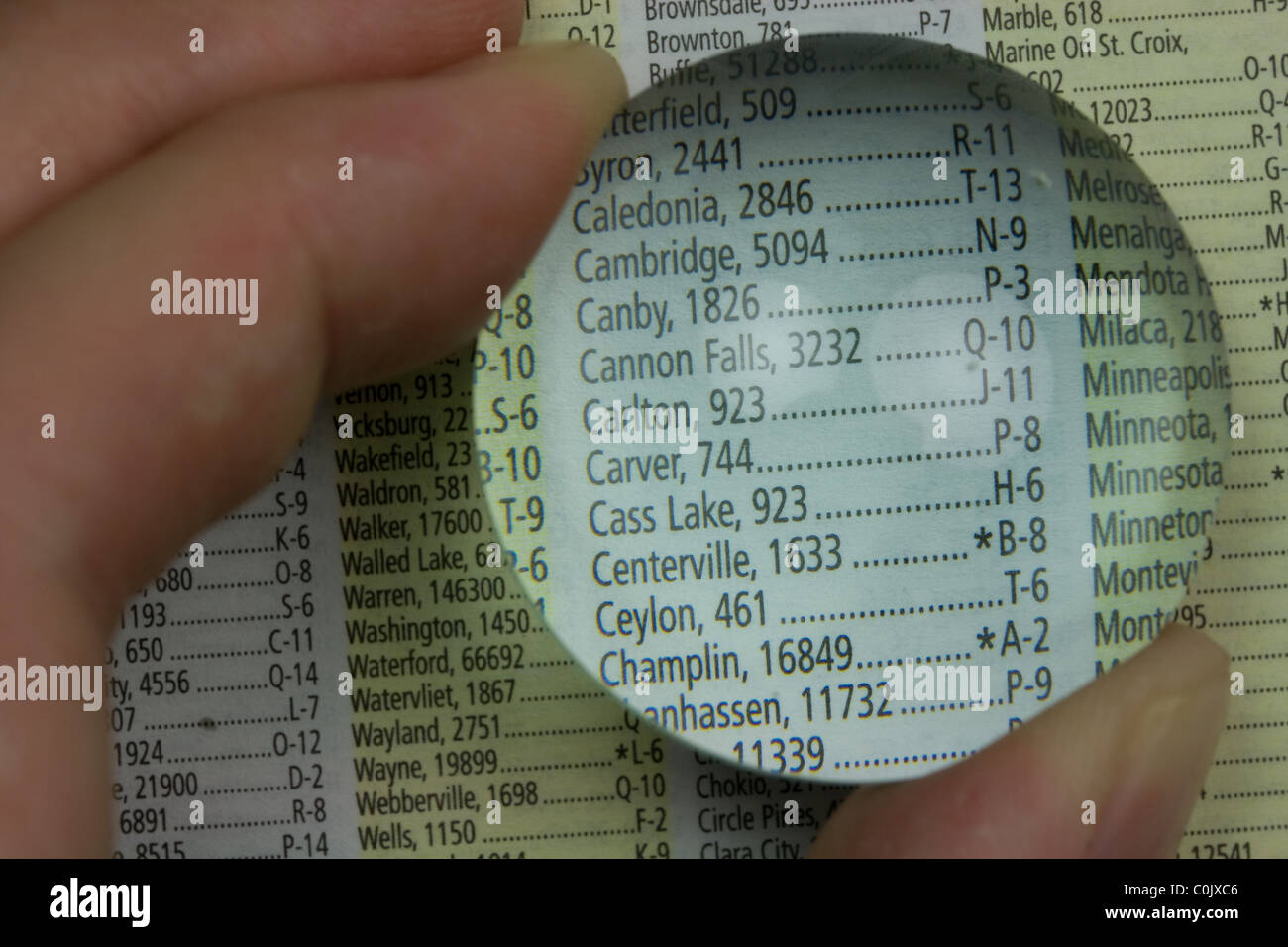 Magnifying Glass over Print Stock Photo - Alamy