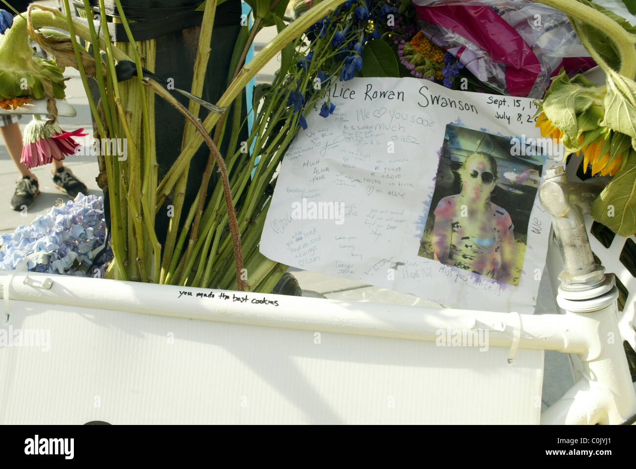 Memorial for cyclist Alice Swanson who was run over and killed by a ...