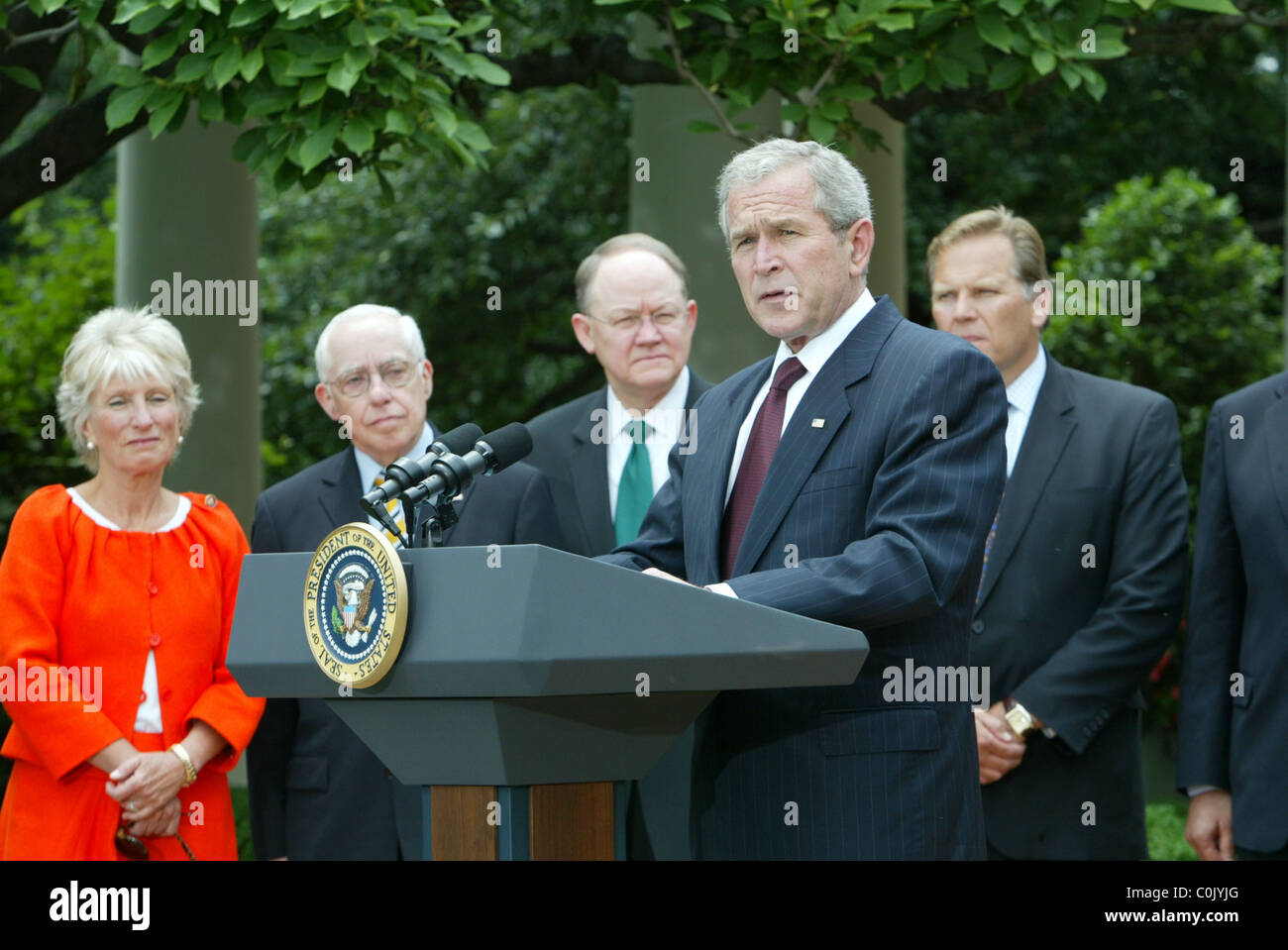 President George W Bush signed the H.R FISA Amendments act in the rose ...