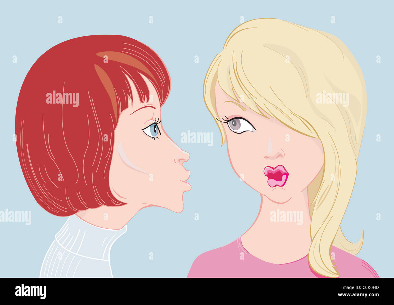 The couple of the beautiful girls talk to each other. Position - full ...