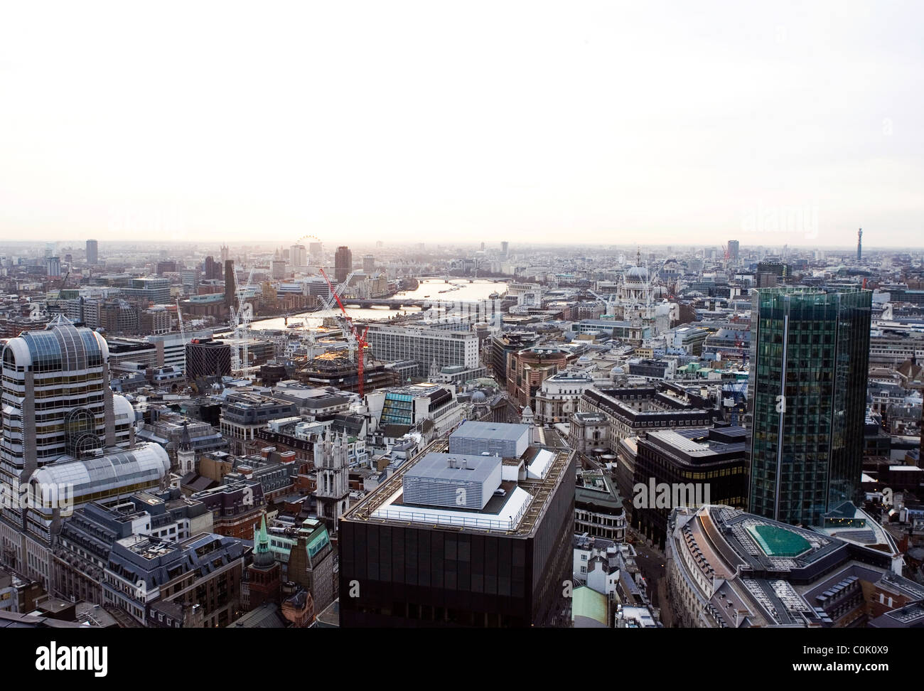 London view west towards the city, the Thames and St Paul's cathedral ...