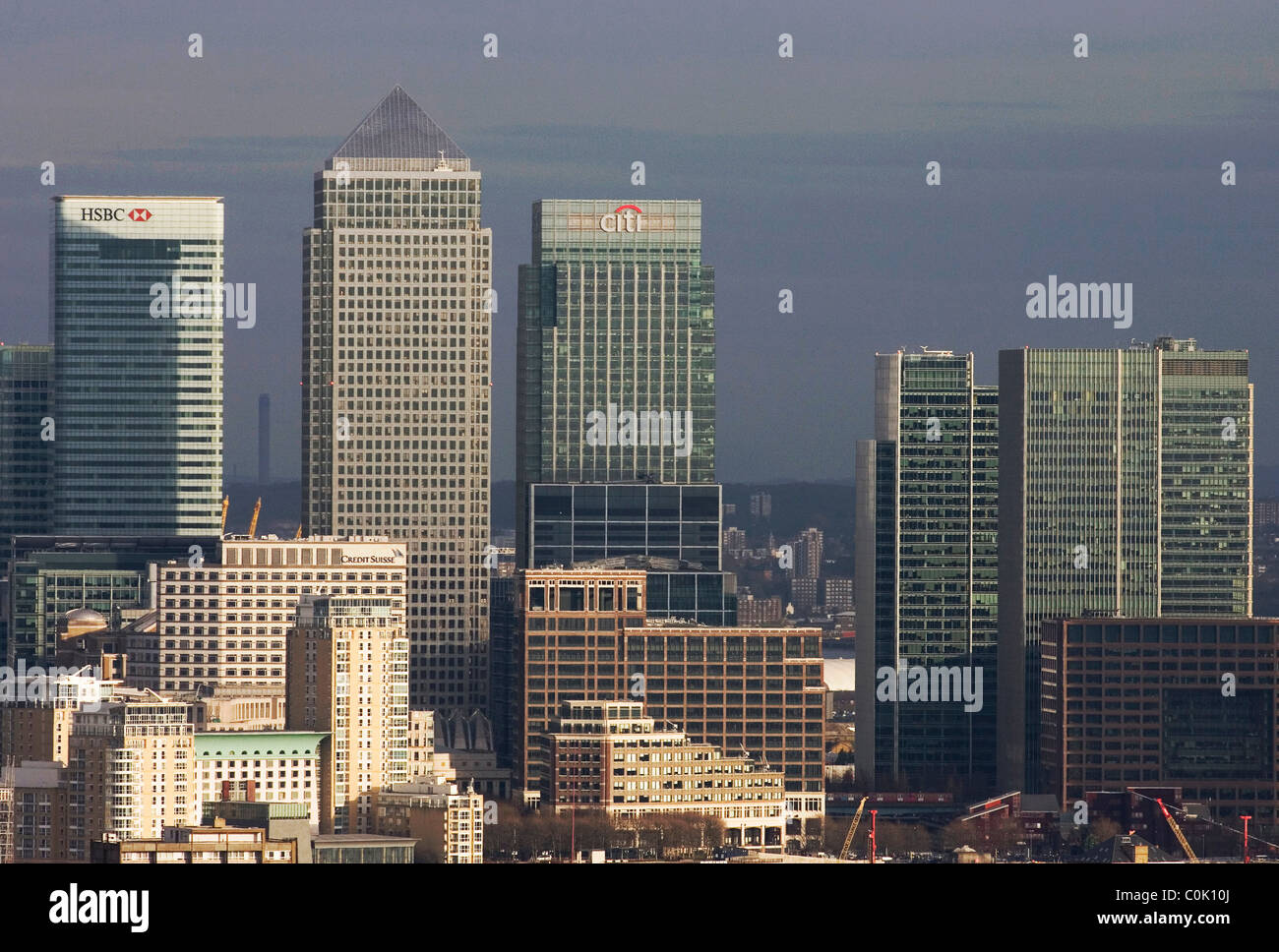 View of Canary Wharf development from the city of London Stock Photo ...