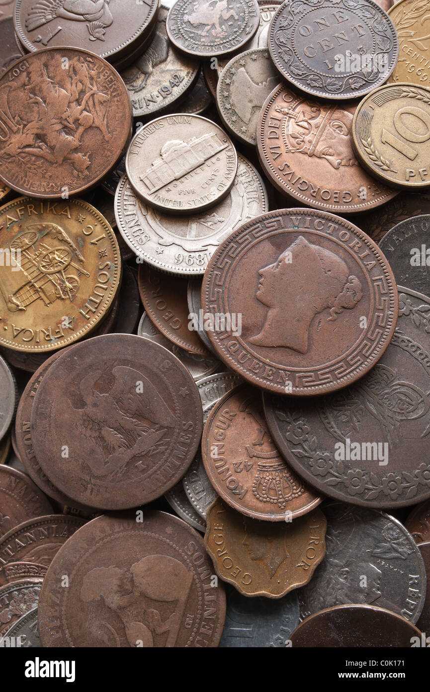 foreign currency multicultural wealth as small change Stock Photo - Alamy