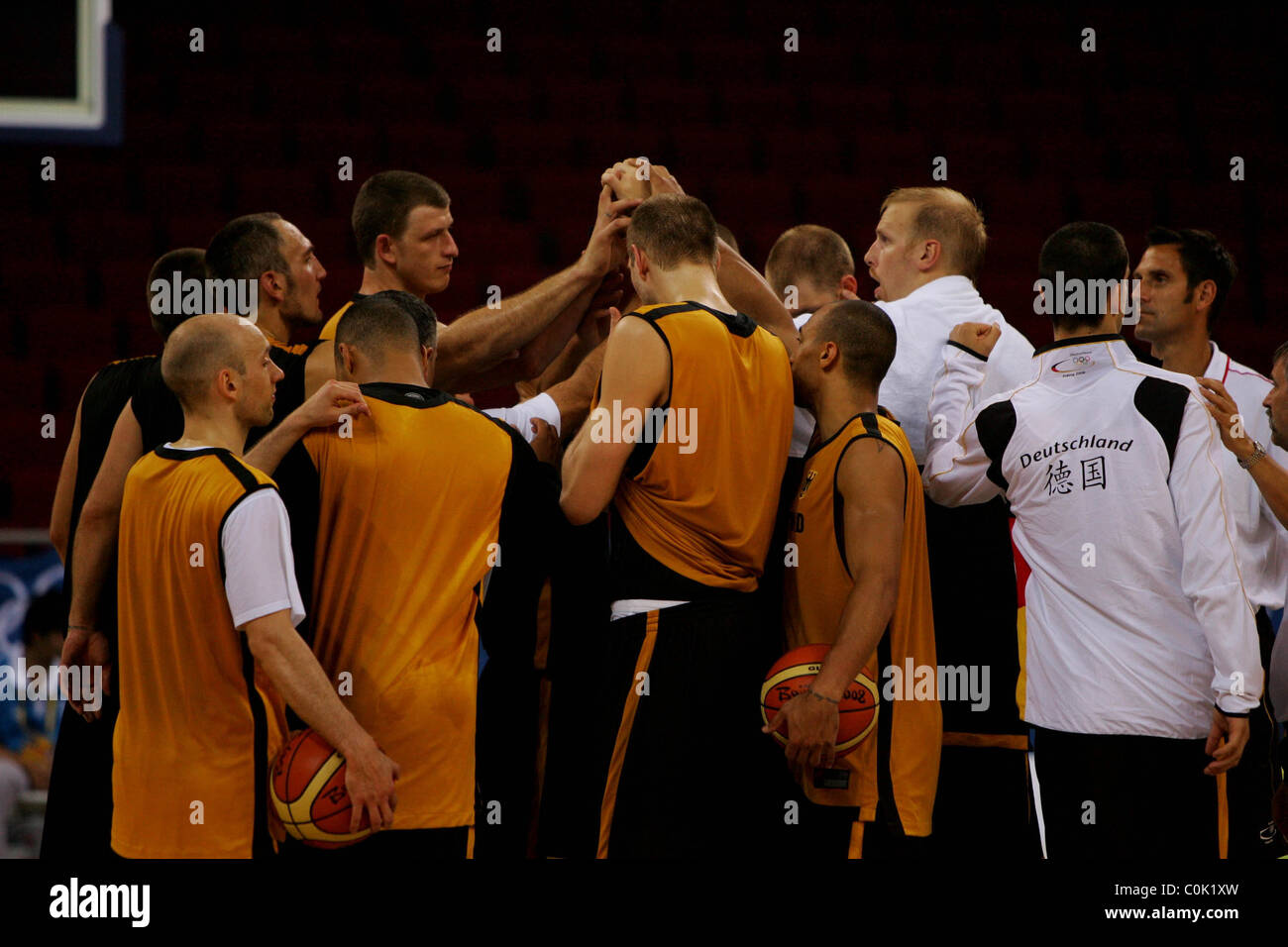 German basketball players from the German basketball team during a ...