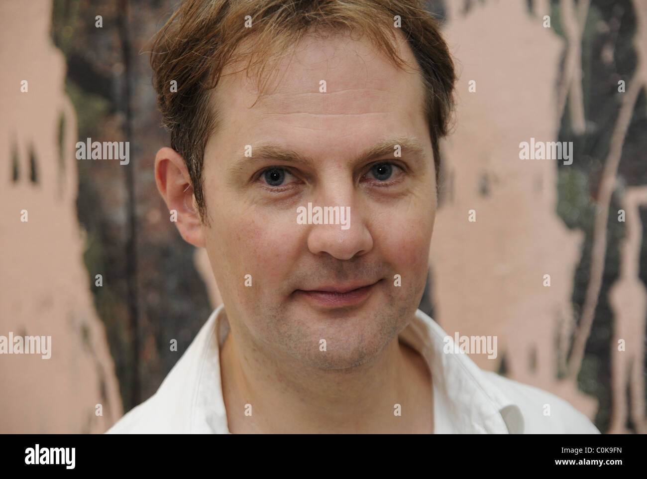 Ian Davenport in front of his painting 'Drip 1988' Twentieth ...
