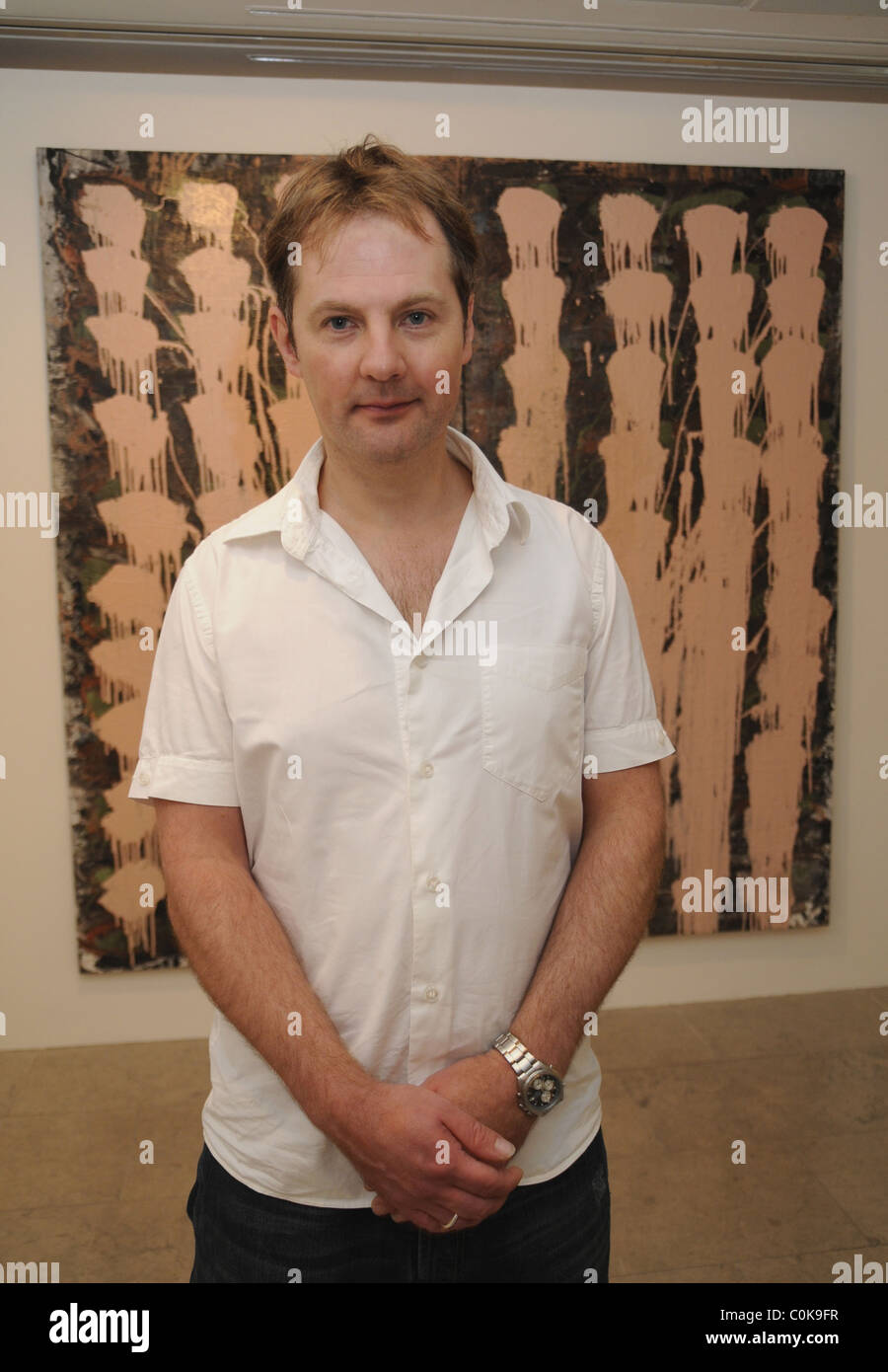 Ian Davenport in front of his painting 'Drip 1988' Twentieth ...