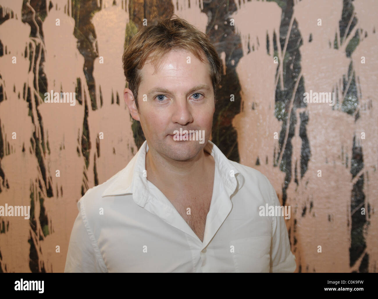 Ian Davenport in front of his painting 'Drip 1988' Twentieth ...