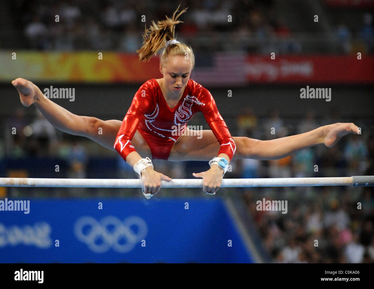 An U.S. gymnast competes during gymnastics artistic women's team final ...