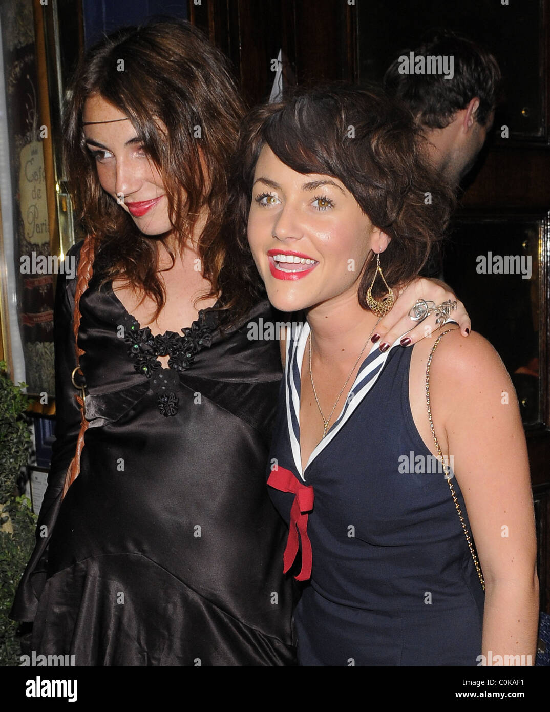 Lois Winstone and her sister Jaime Winstone outside Cafe De Paris ...