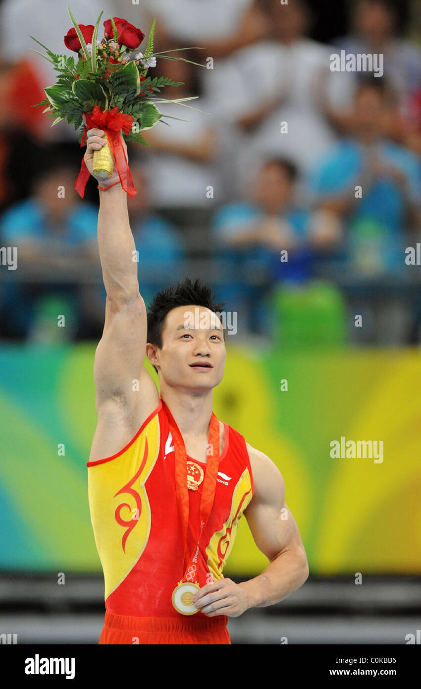 China's Yang Wei waves to spectators after winning gold at the mens all ...