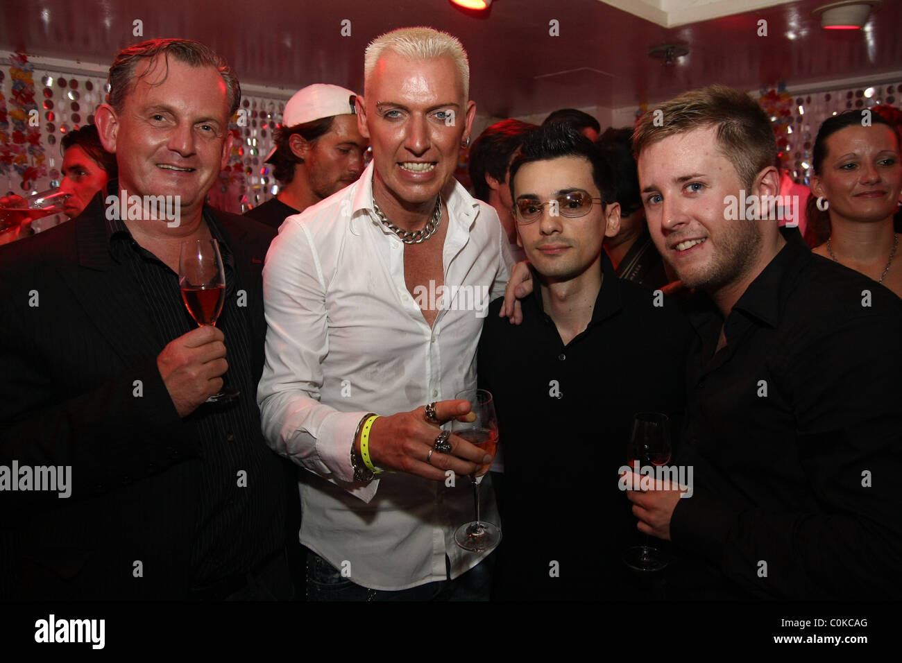 Scooter singer H.P. Baxxter and guests at the Ibiza Global Radio World ...