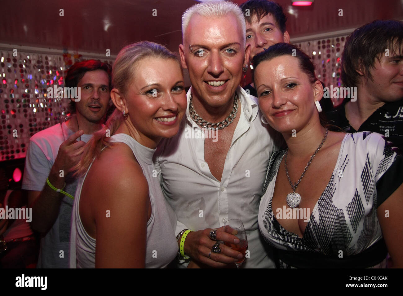 Scooter singer H.P. Baxxter and guests at the Ibiza Global Radio World ...