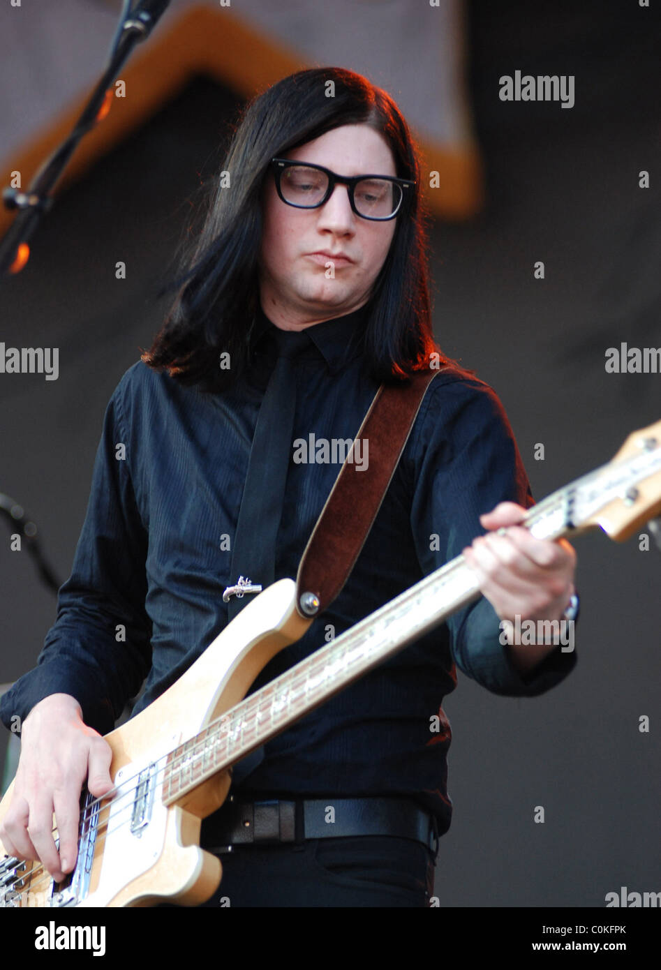 Jack Lawrence of The Raconteurs performing at the Bud Light Stage at ...