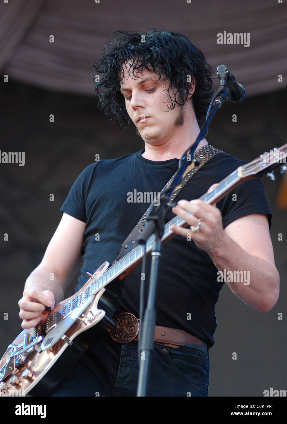 Jack White of The Raconteurs performing at the Bud Light Stage at ...