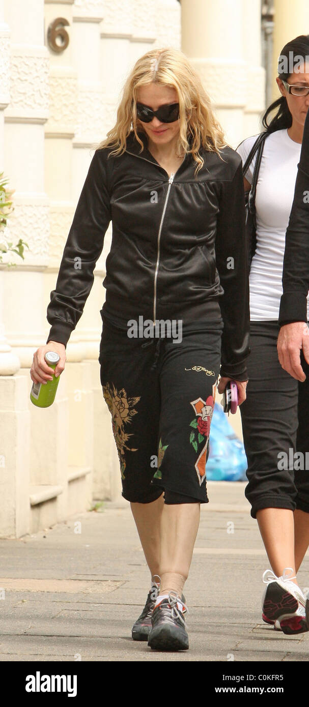 Madonna goes to her gym the day after her 50th birthday celebrations ...