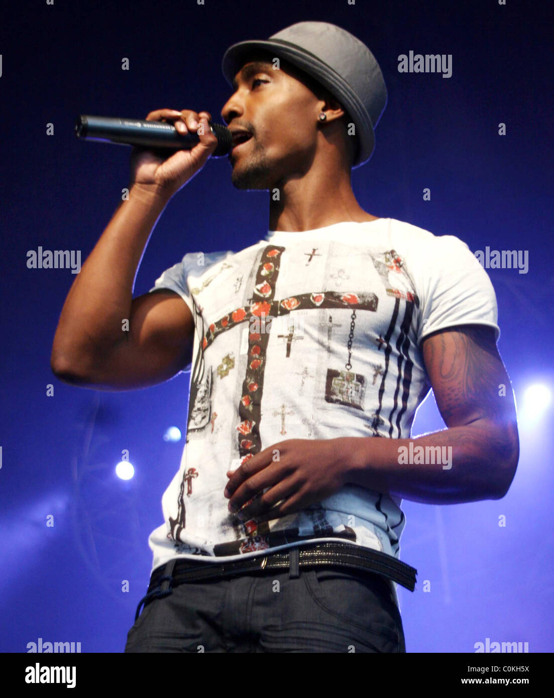 Simon Webbe Performing live at 'Pop In The Park' at Dorfold Park in ...