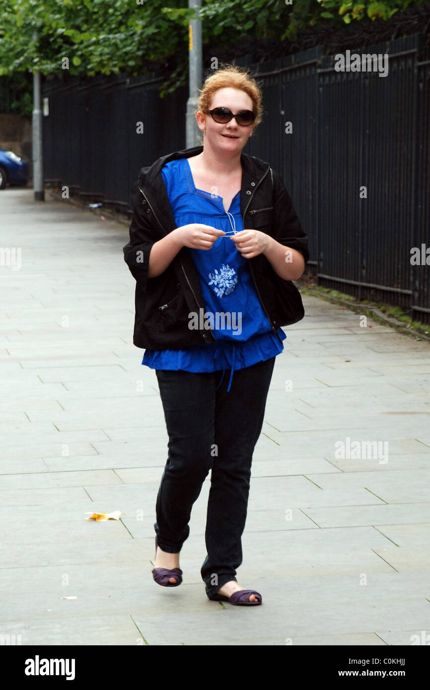 Jennie McAlpine arriving to film scenes for Coronation Street at ...