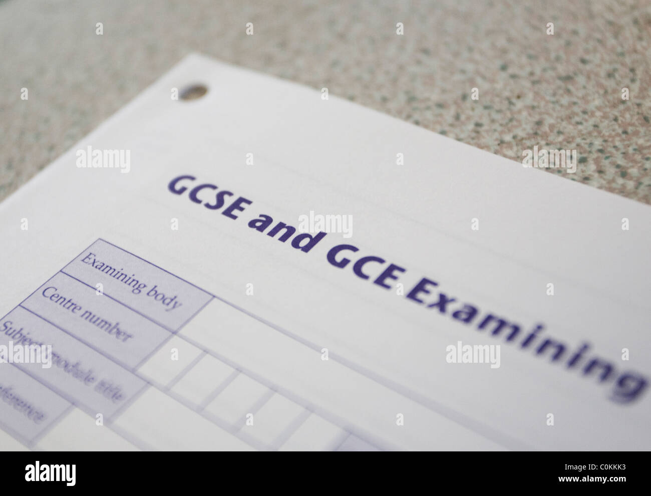 A GCSE and GCE examination paper in Maidstone, Kent, U.K Stock Photo ...