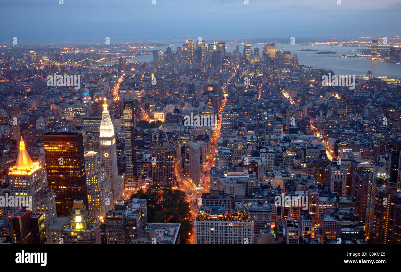 New York City Manhattan at Twilight. View from the Empire State ...