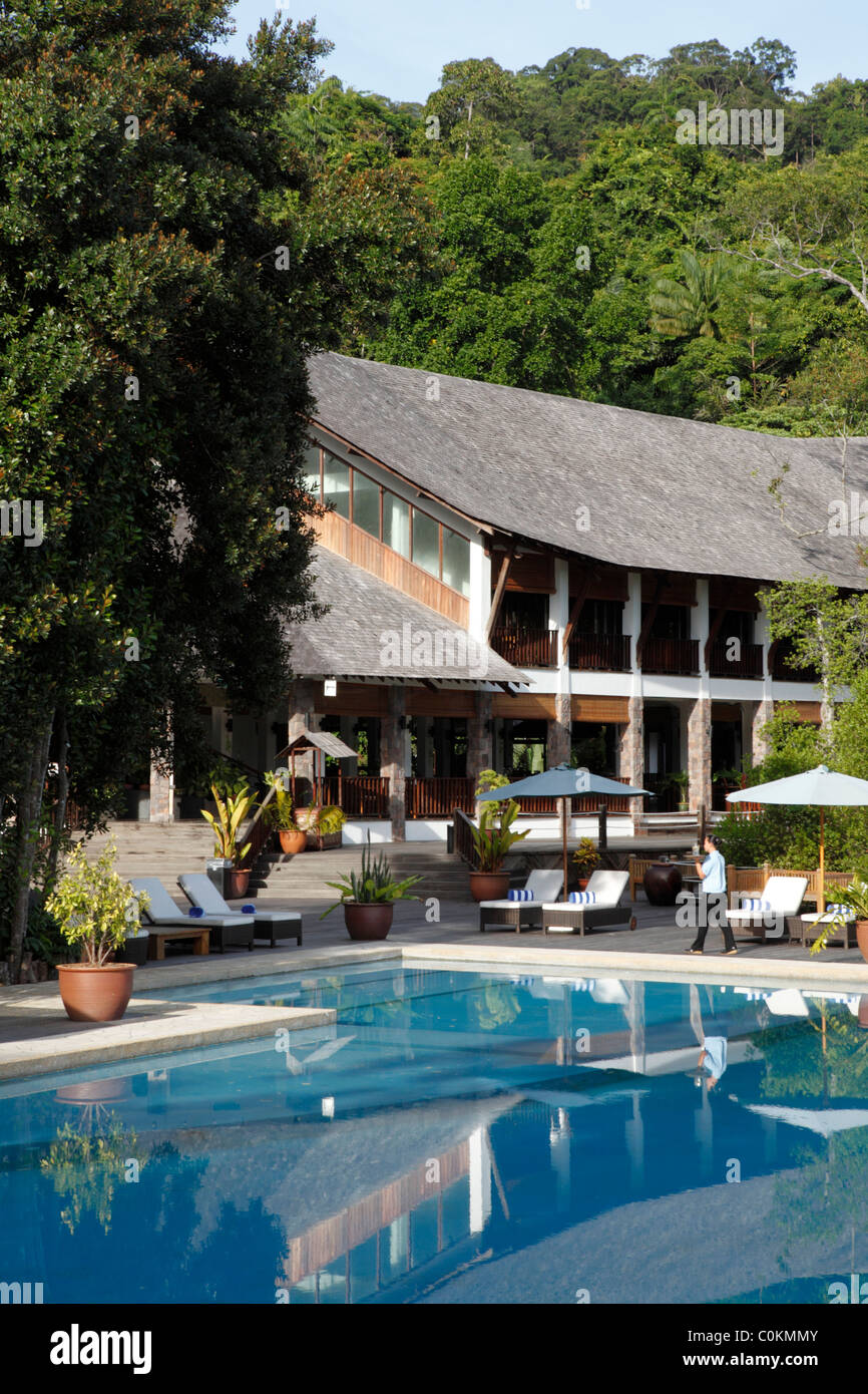 Poolside - Bunga Raya Resort, Gaya island, Sabah, Malaysia Stock Photo ...