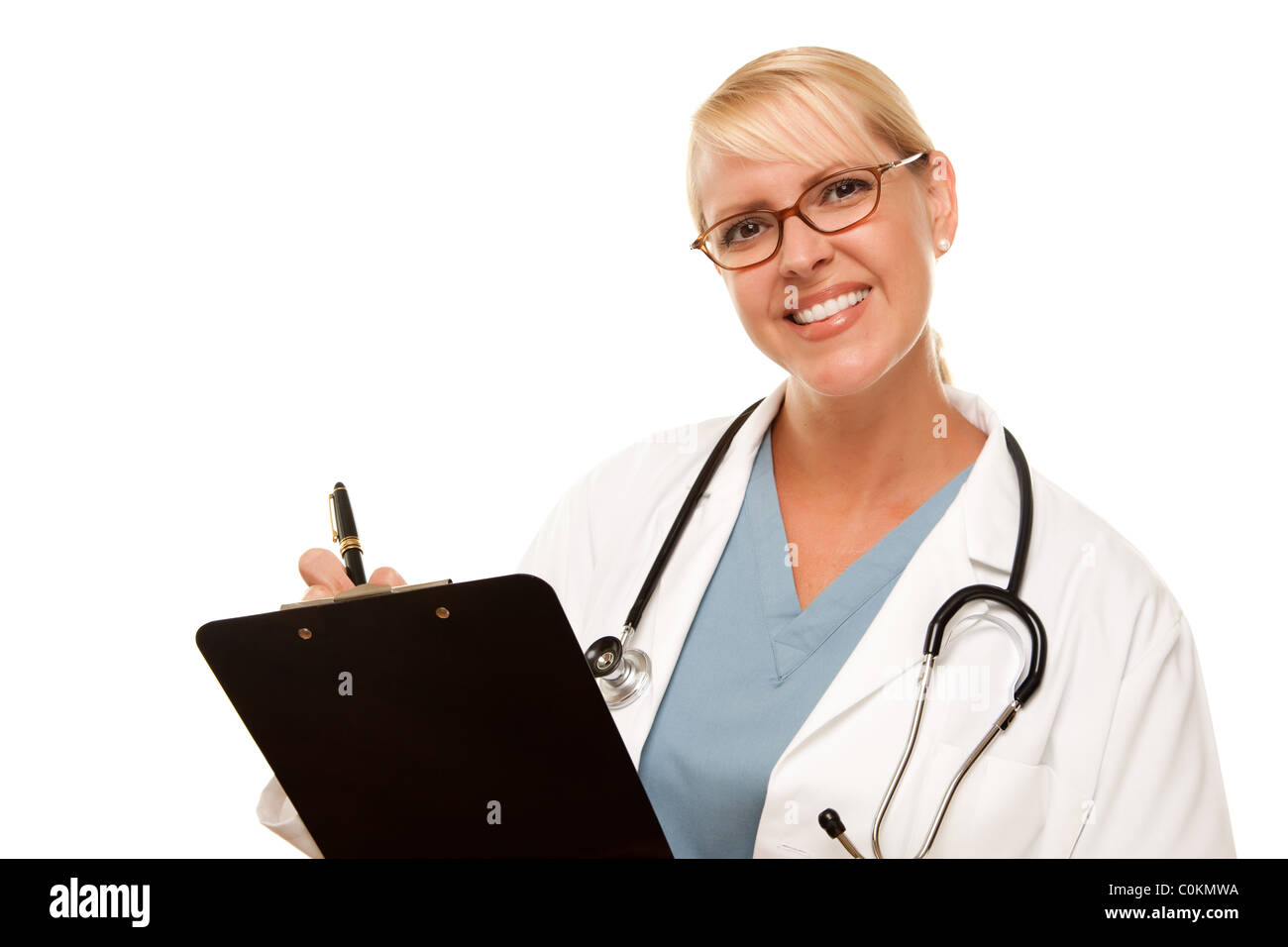Friendly Female Blonde Doctor Isolated on a White Background Stock ...