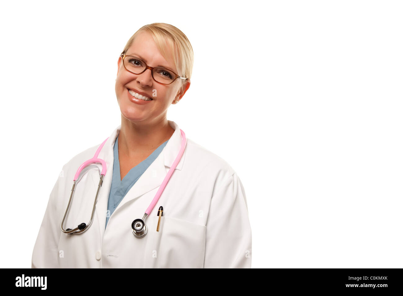 Friendly Female Blonde Doctor Isolated on a White Background Stock ...