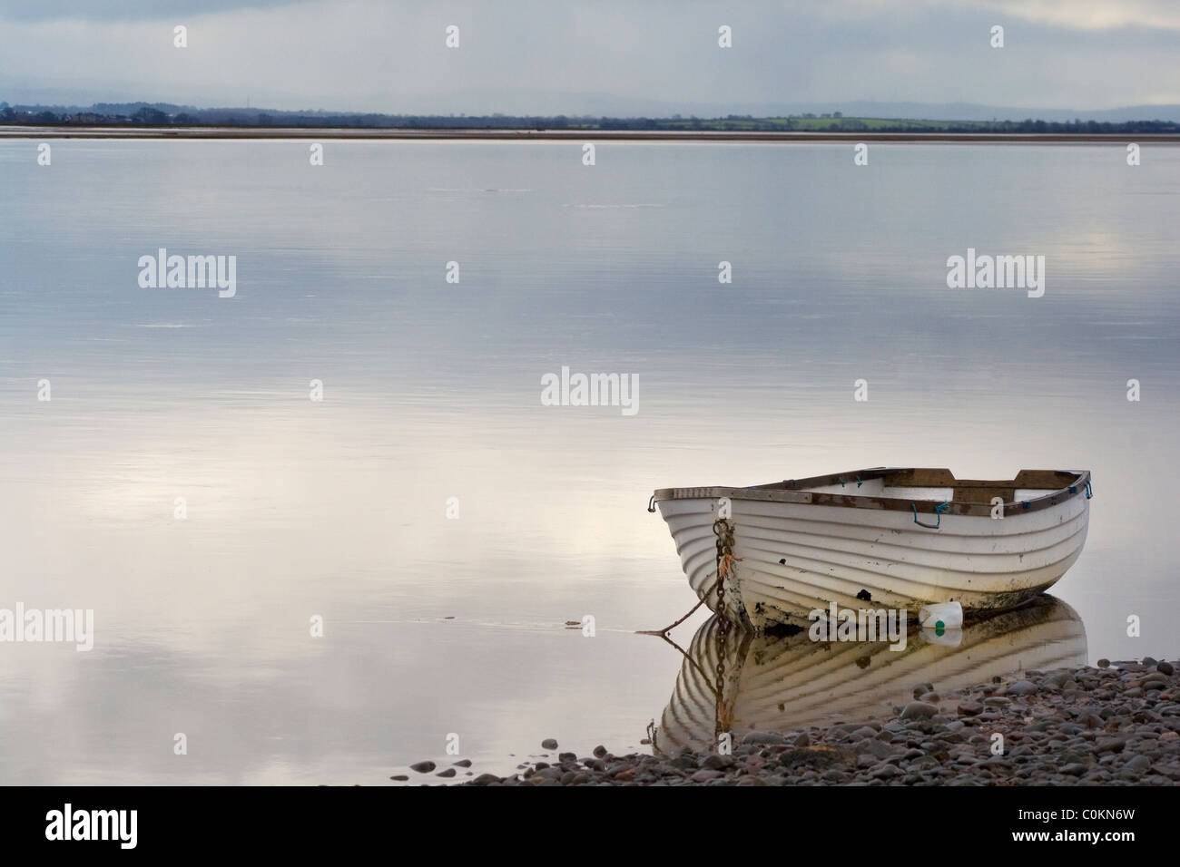 Boat at the mouth of the river Sark at Gretna on the Solway Firth Stock ...