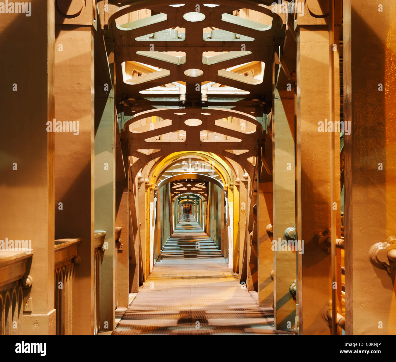 Pedestrian footpath on the High Level road and rail bridge in Newcastle ...
