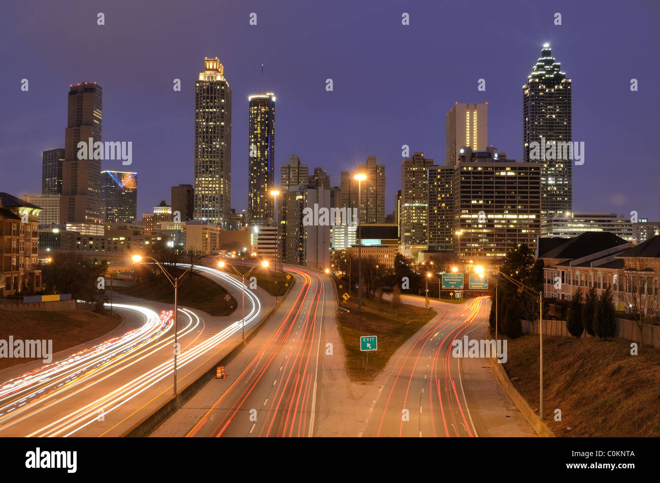 Skyline of Atlanta, Georgia above Freedom Parkway Stock Photo - Alamy