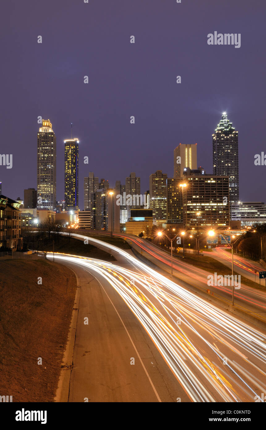 Skyline of Atlanta, Georgia above Freedom Parkway Stock Photo - Alamy