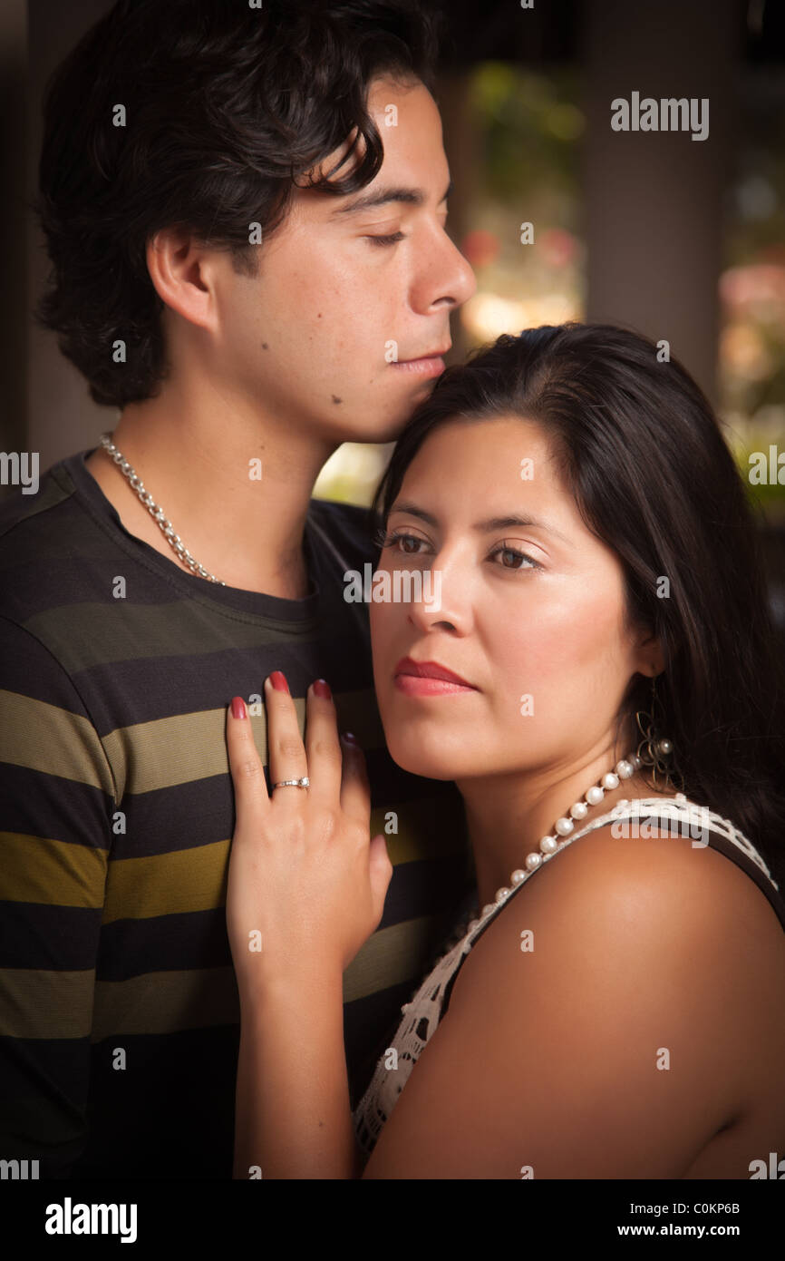 Attractive Hispanic Couple Portrait Enjoying Each Other Outdoors Stock ...