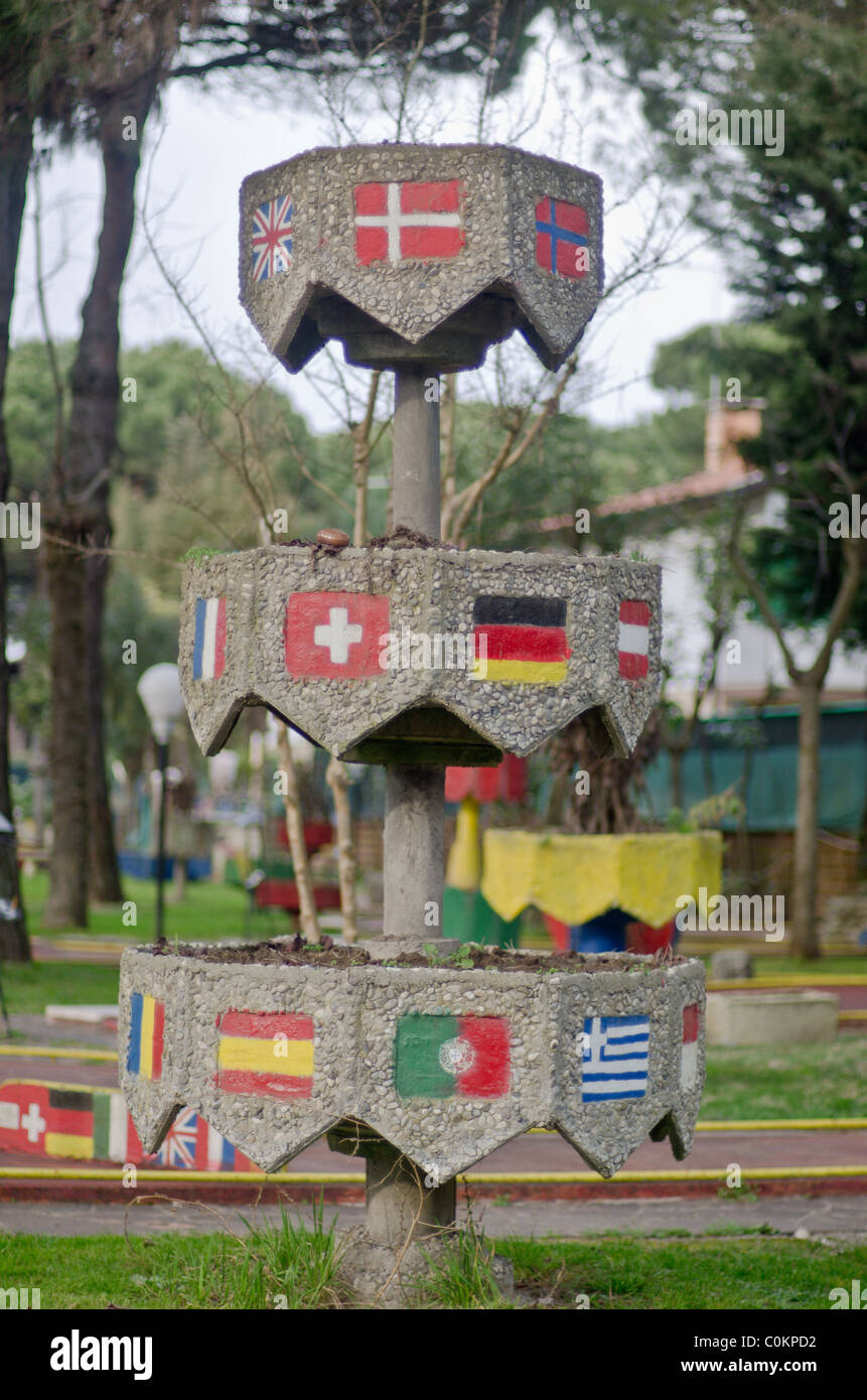 International mini golf course at run down resort Stock Photo - Alamy