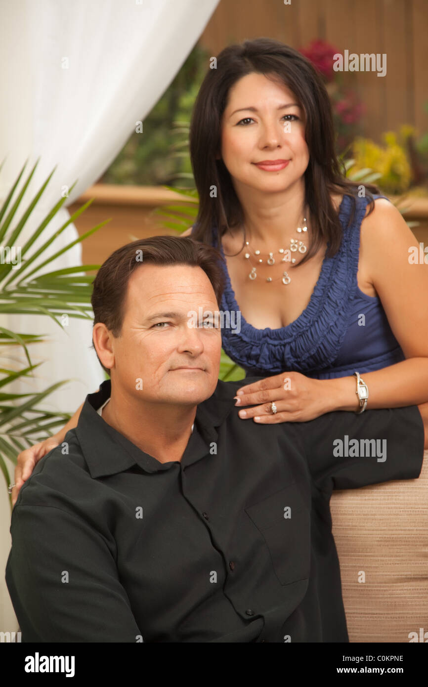 Happy Attractive Hispanic and Caucasian Couple Portrait Stock Photo - Alamy