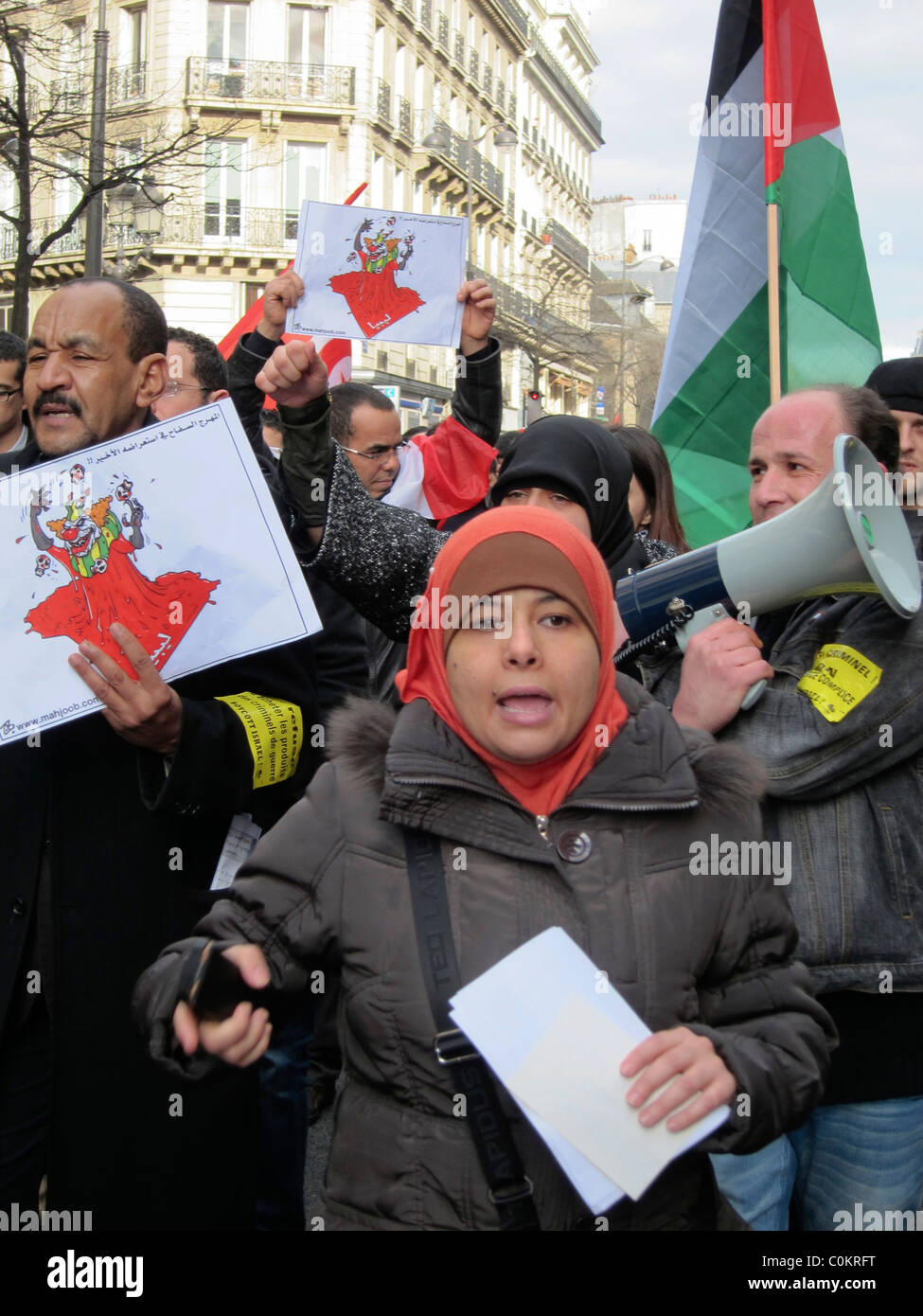 Paris, France, Muslim Demonstration, Crowd Marching in Support of Arab ...
