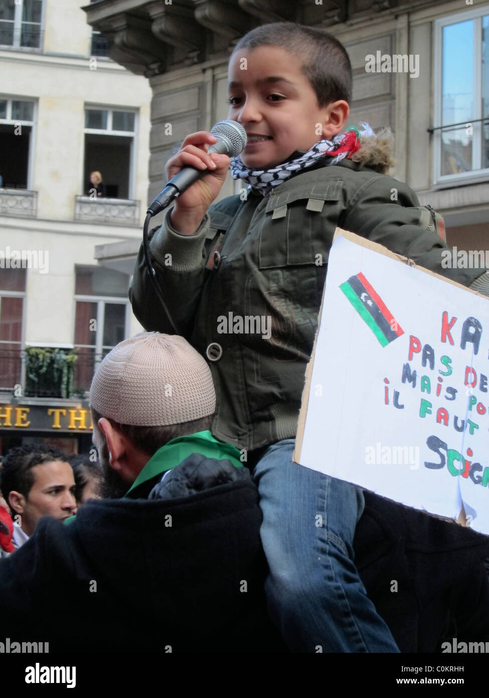 Paris, France, Libya Demonstration, in Support of Libyan Revolution ...
