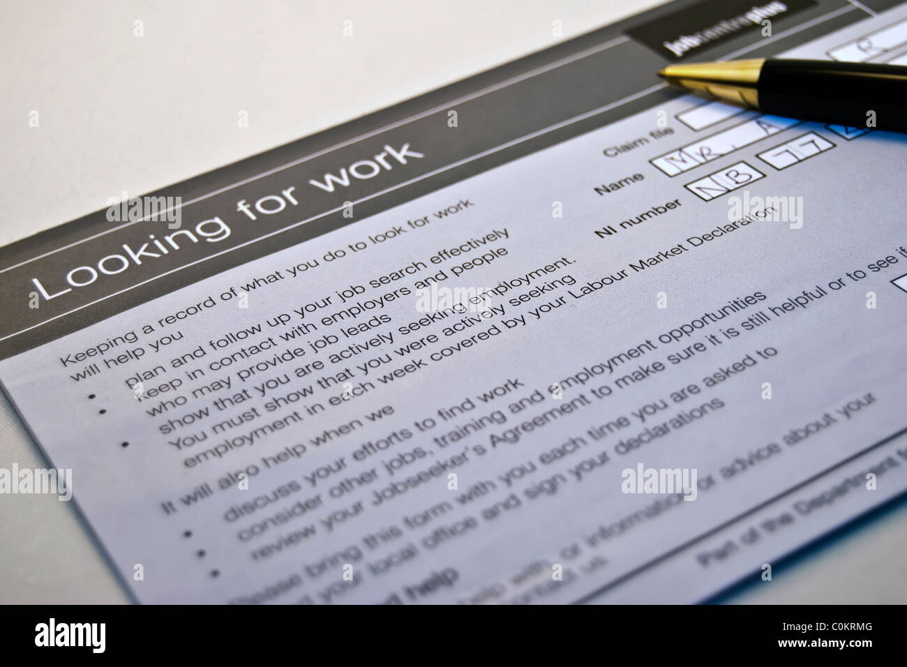 Jobcentre form hi-res stock photography and images - Alamy