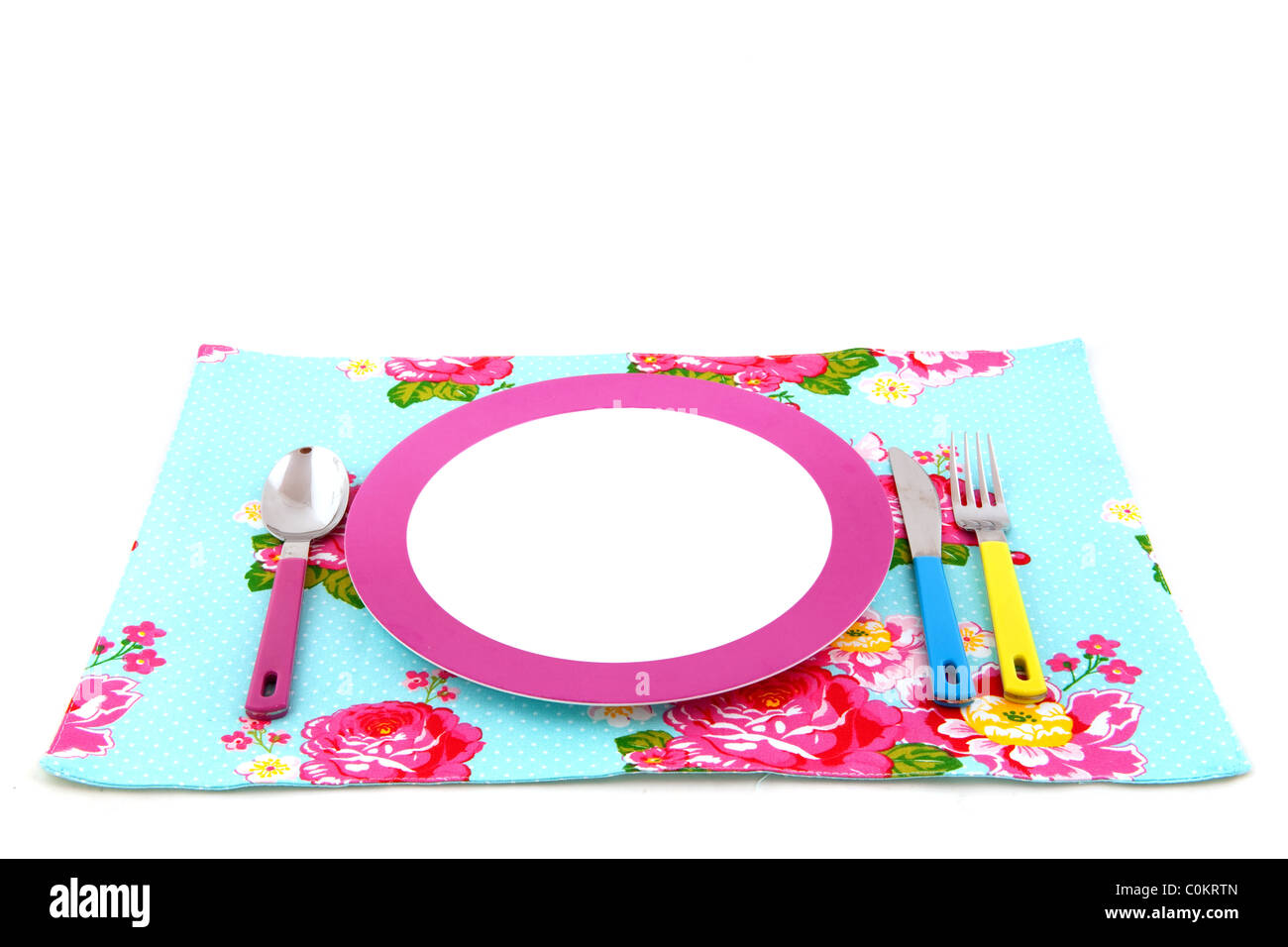 covered table with colorful dishes and cutlety Stock Photo - Alamy