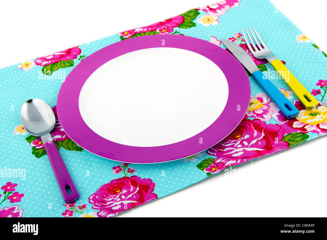 covered table with colorful dishes and cutlety Stock Photo - Alamy