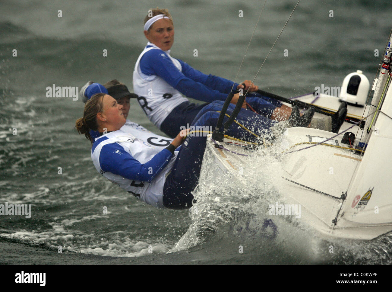 The British team competes during the Yngling medal race The British ...